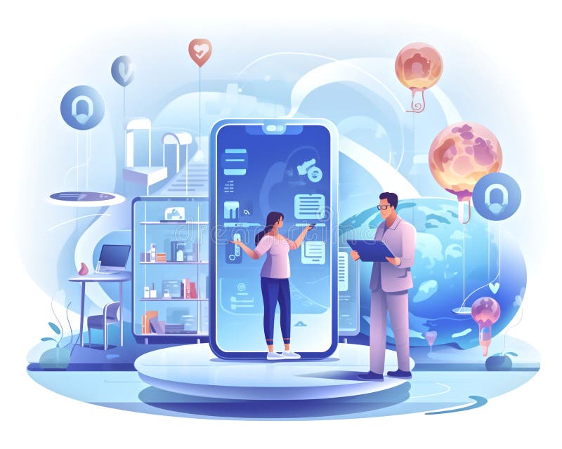 Seamless Connectivity in the Modern Home Workspace Stock Illustration ...