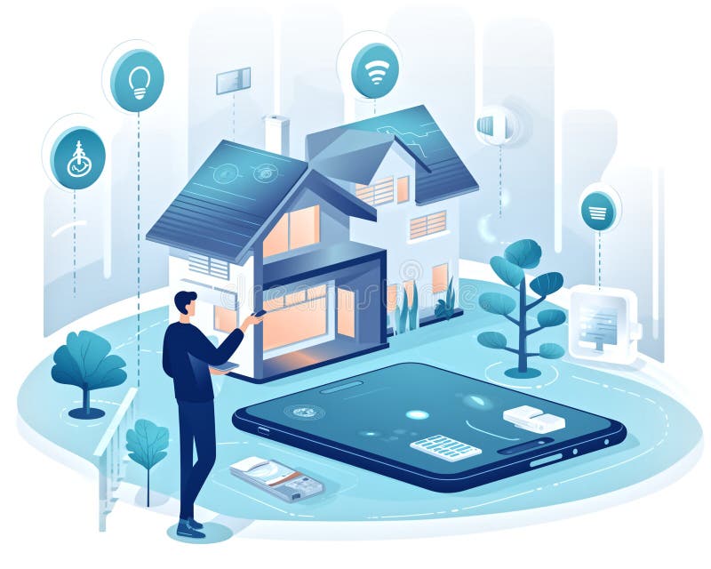 Seamless Connectivity in the Modern Home Workspace Stock Illustration ...