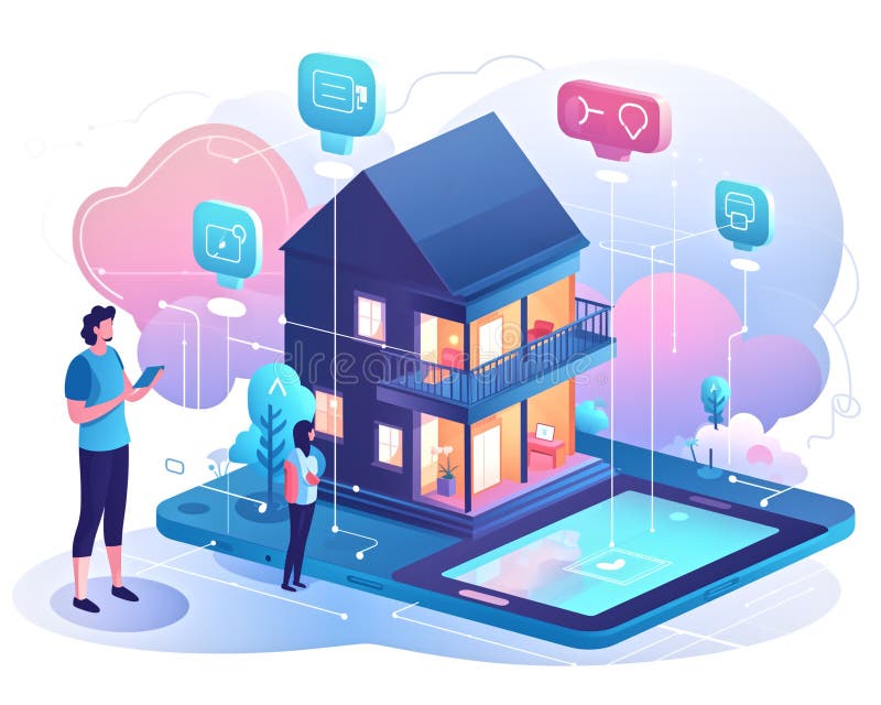 Seamless Connectivity in the Modern Home Workspace Stock Illustration ...