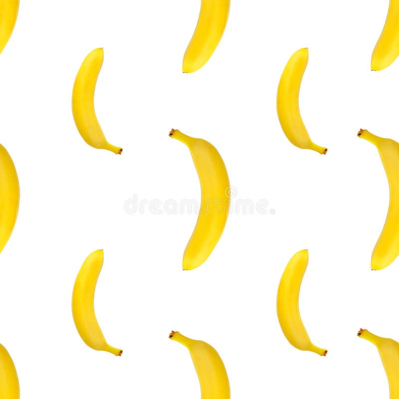 Seamless Continuous Yellow Banana Pattern Design, Isolated on White ...