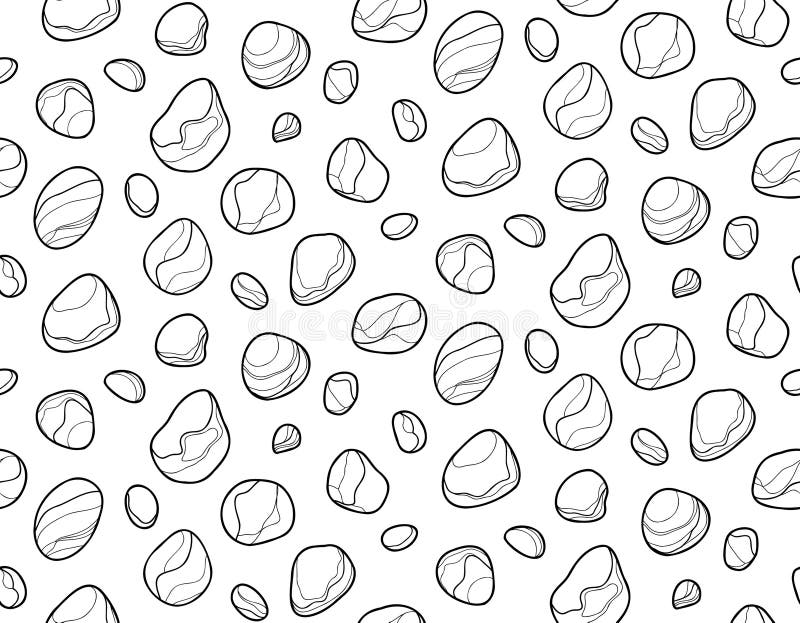 Seamless Contour Background with Pebbles, Pattern with a Variety of ...