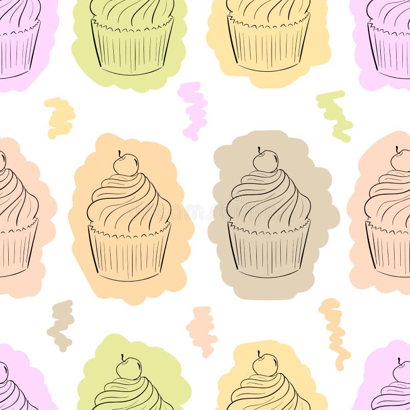 Seamless contours of cake stock vector. Illustration of pastry - 64412318