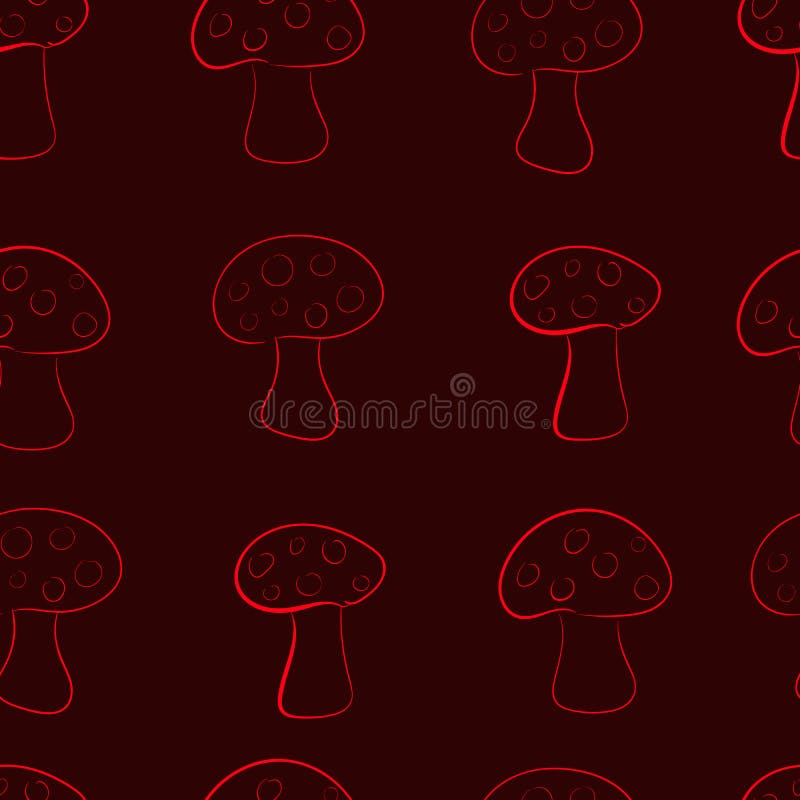 Seamless Contours of Fly Agarics Stock Vector - Illustration of natural ...