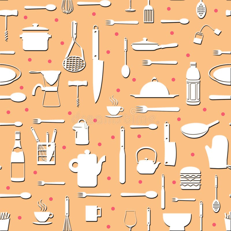 Seamless Cooking Pattern stock illustration. Illustration of utensil ...