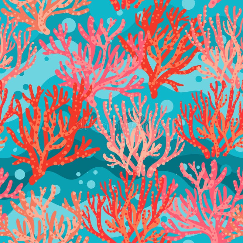 Seamless Corals Vector Pattern Stock Vector - Illustration of ocean ...