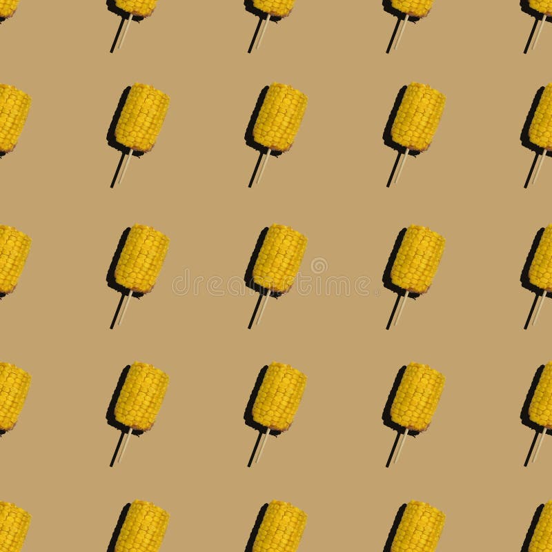 Seamless Corn Cob on a Stick Pattern Stock Photo - Image of popcorn ...