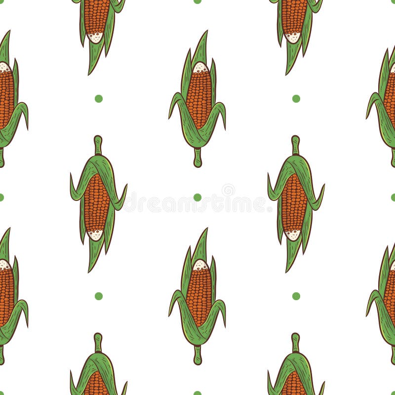 Seamless Corn Pattern Vector Stock Vector - Illustration of leaf, drawn ...