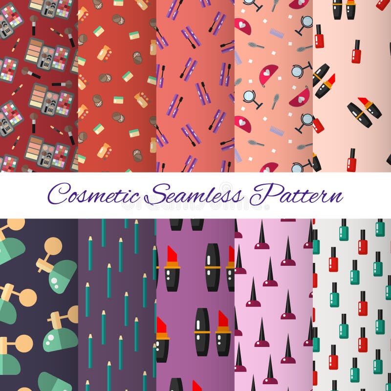 Seamless Cosmetic Pattern. Make Up Set Design Elements - Illustration ...