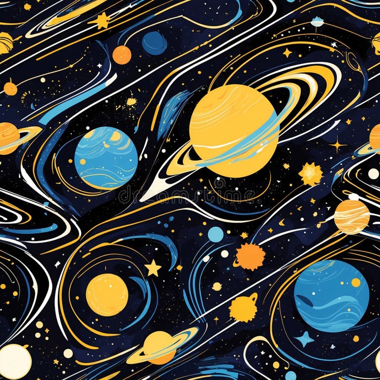 Seamless Cosmic Galaxy Pattern – Futuristic Starry Sky and Outer Space ...