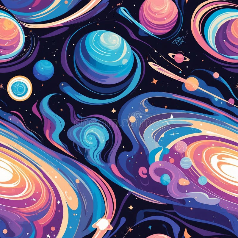 Seamless Cosmic Galaxy Pattern – Futuristic Starry Sky and Outer Space ...