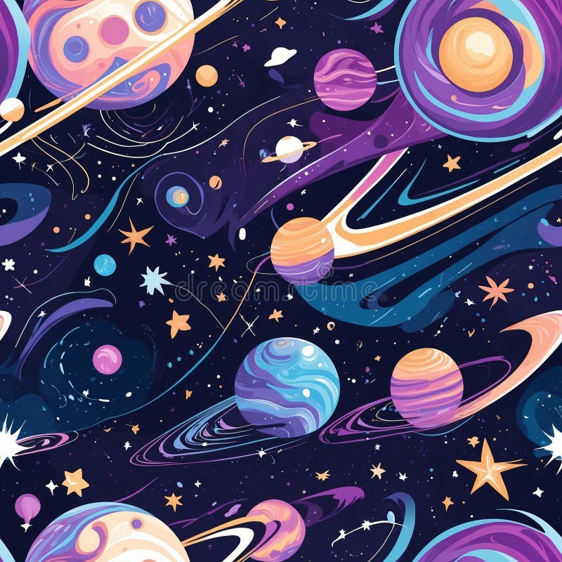 Seamless Cosmic Galaxy Pattern – Futuristic Starry Sky and Outer Space ...