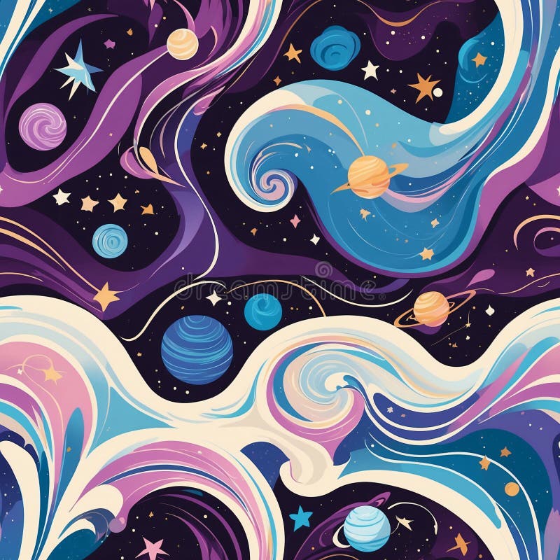 Seamless Cosmic Galaxy Pattern – Futuristic Starry Sky and Outer Space ...
