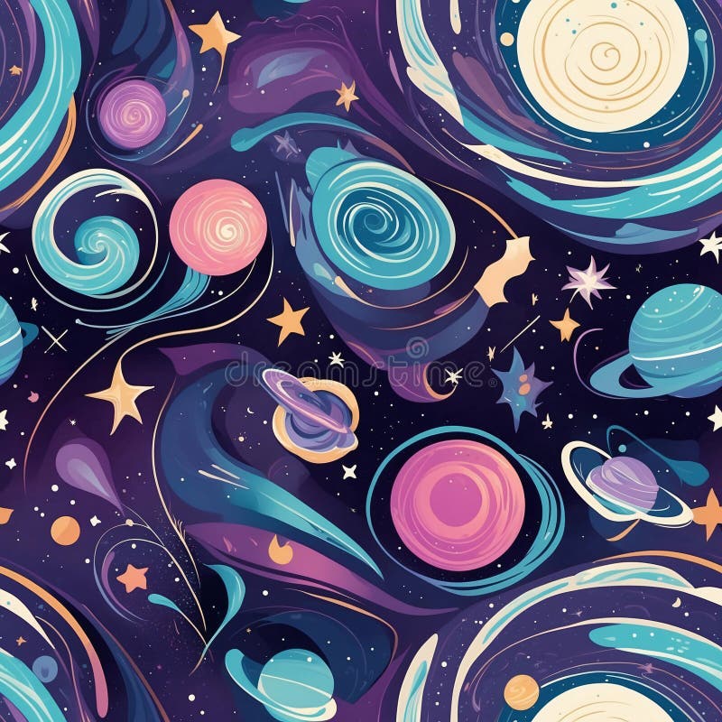 Seamless Cosmic Galaxy Pattern – Futuristic Starry Sky and Outer Space ...