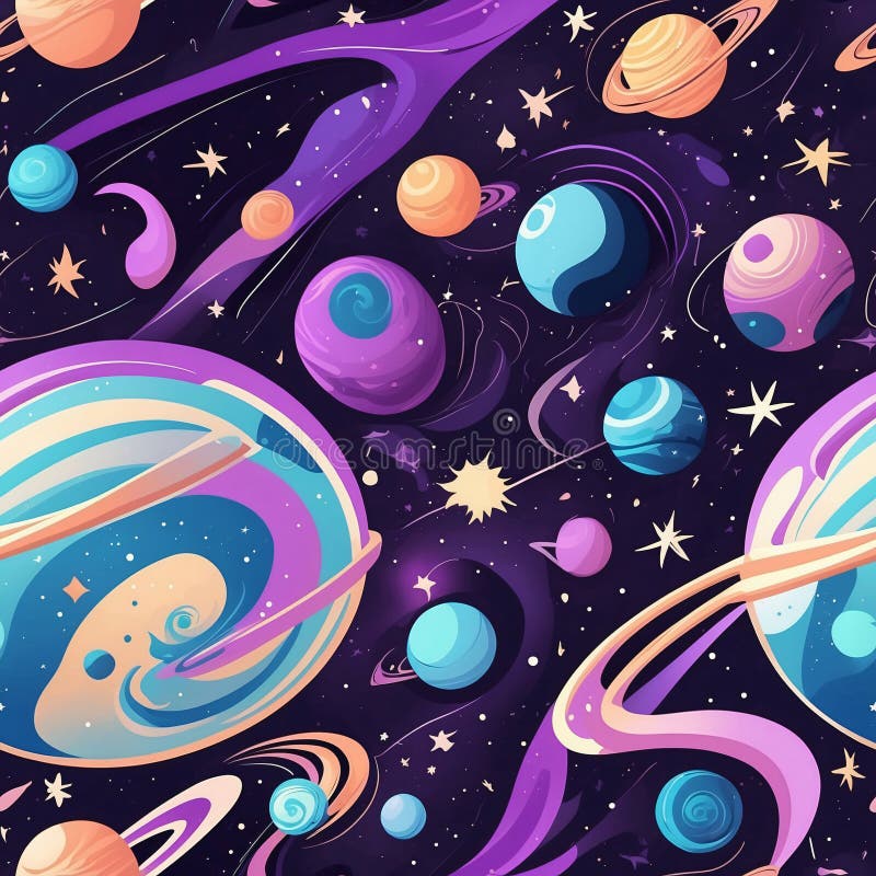 Seamless Cosmic Galaxy Pattern – Futuristic Starry Sky and Outer Space ...