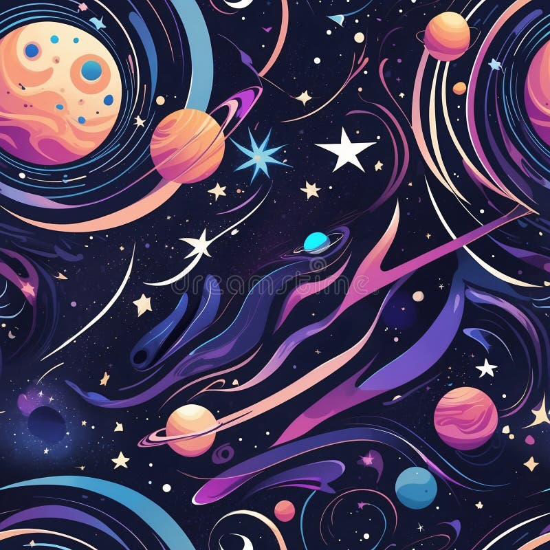 Seamless Cosmic Galaxy Pattern – Futuristic Starry Sky and Outer Space ...