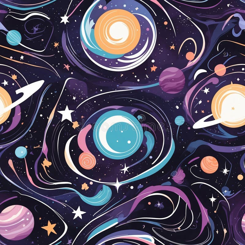 Seamless Cosmic Galaxy Pattern – Futuristic Starry Sky and Outer Space ...