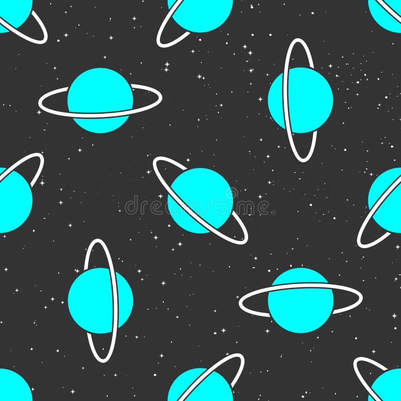 Seamless Cosmic Pattern with Cute Blue Planets Stock Vector ...