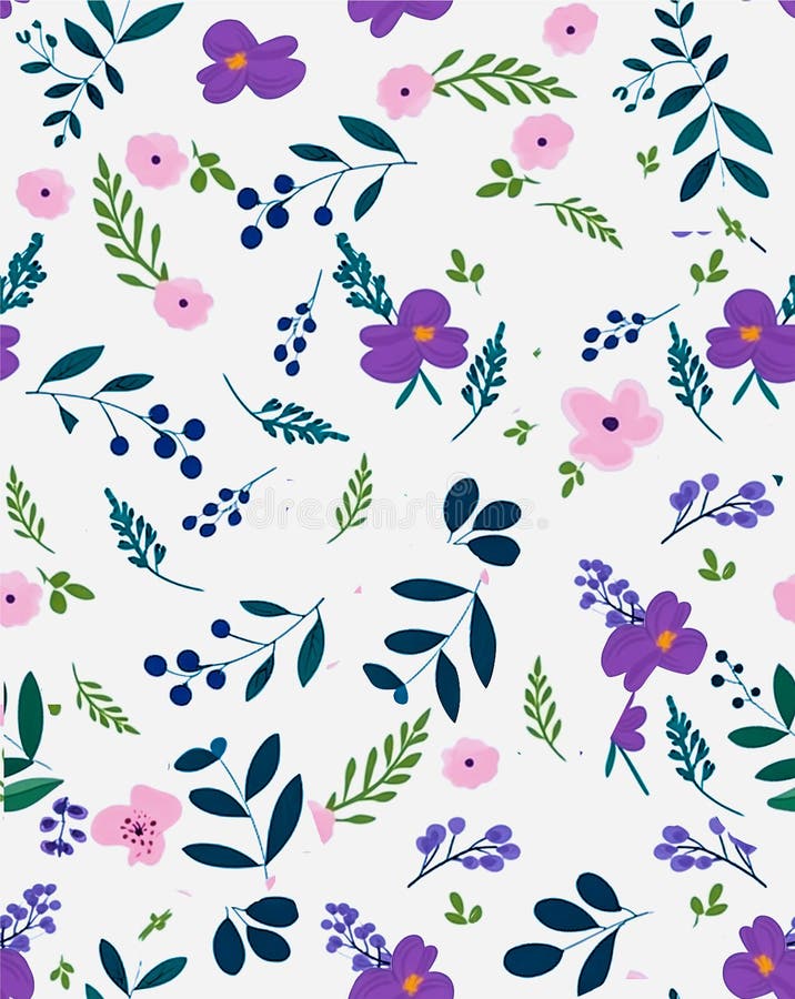 Seamless Cotton Fabric Background in Floral Style Stock Illustration ...