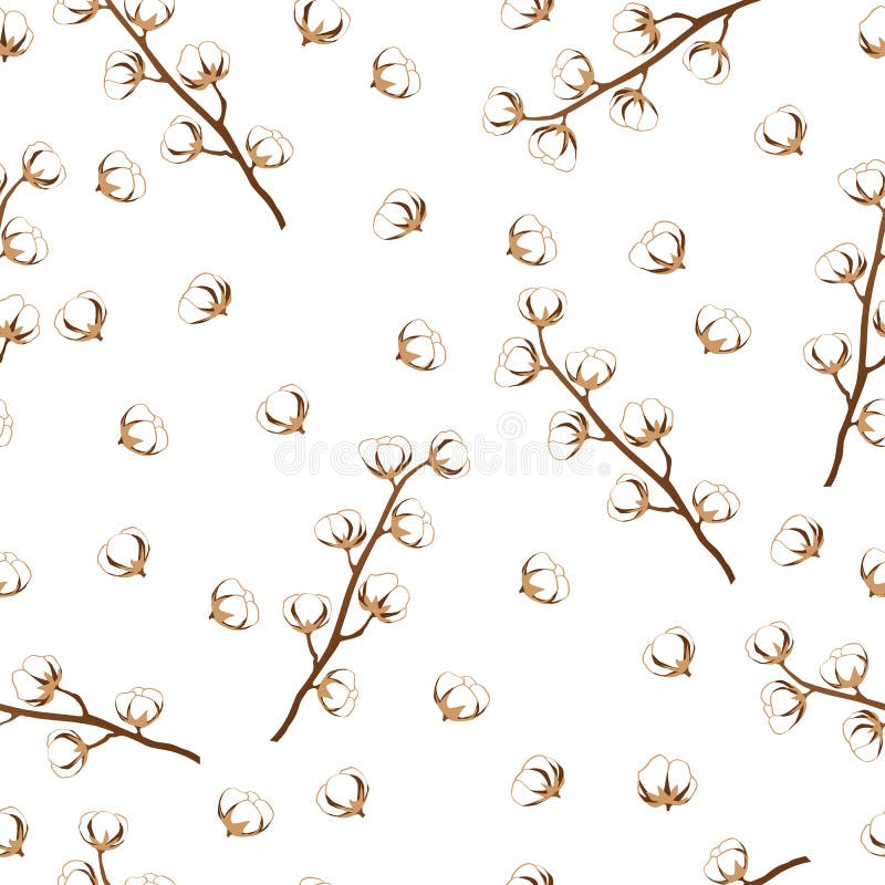Seamless Cotton Pattern on White Background. Stock Vector ...
