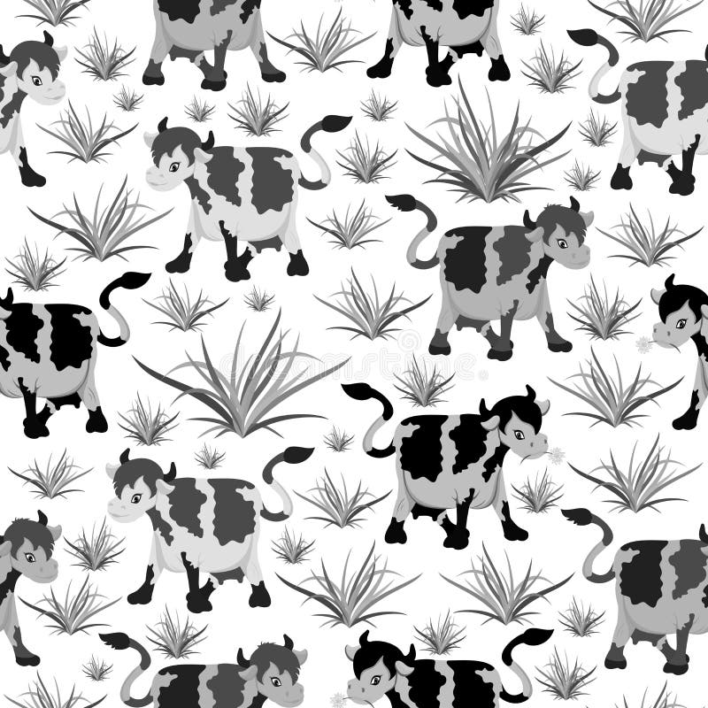 Seamless cow pattern stock vector. Illustration of leaf - 53027428
