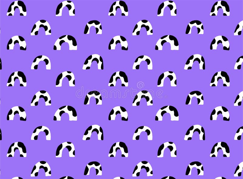 Seamless Cow Print Arch Pattern on Purple Background, Flat Vector ...