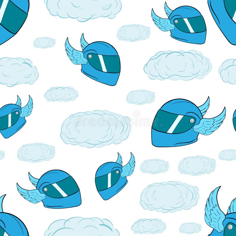 Seamless Crash Helmets with Clouds Stock Vector - Illustration of ...