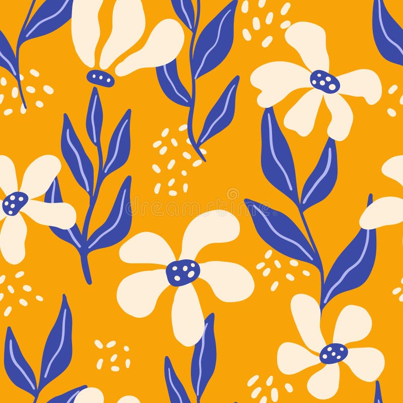 Seamless Creative Floral Pattern. Fancy Naive Blooms, Texture Design ...