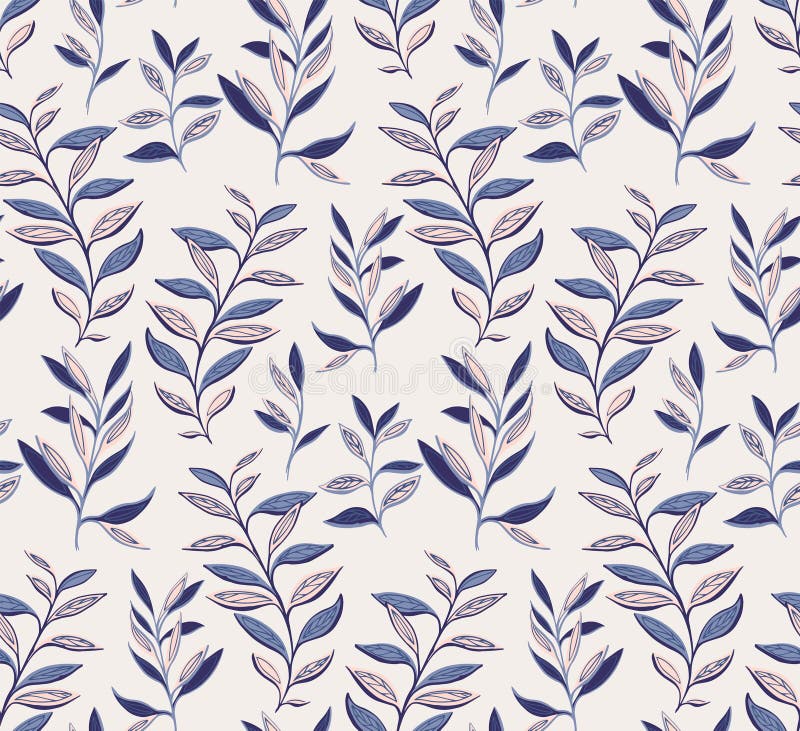 Seamless, Creative, Stylized Stem Leaves Pattern on a Light Background ...