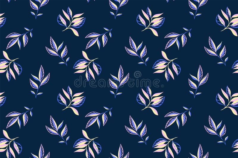 Seamless Creative Tiny Abstract Branches Leaves Pattern. Vector Hand ...