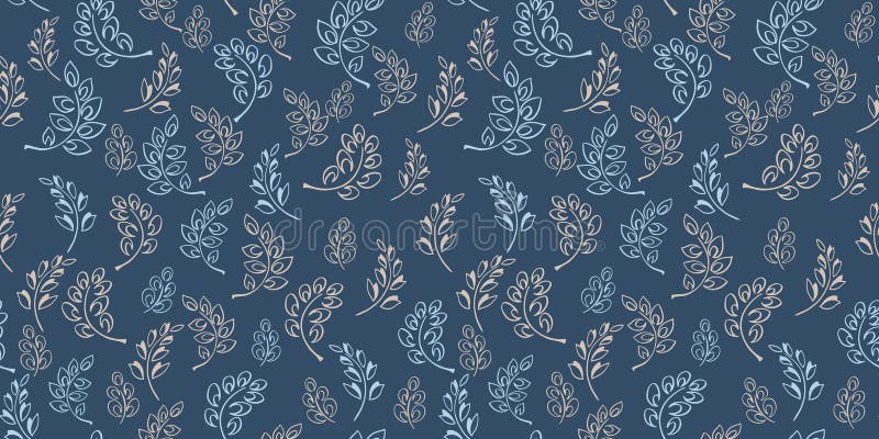 Seamless Creative Tiny Simple Branches Leaves, Drops, Lines Pattern ...