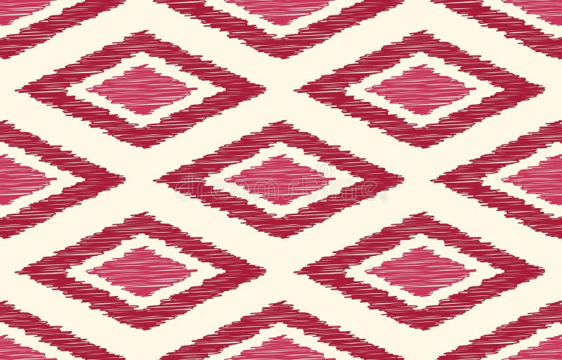 Seamless Crimson Red Ikat Diamond Pattern Textile Design Stock Vector ...