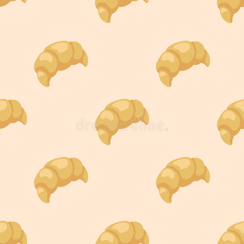 Seamless Croissant Cartoon Pattern Stock Vector - Illustration of bread ...