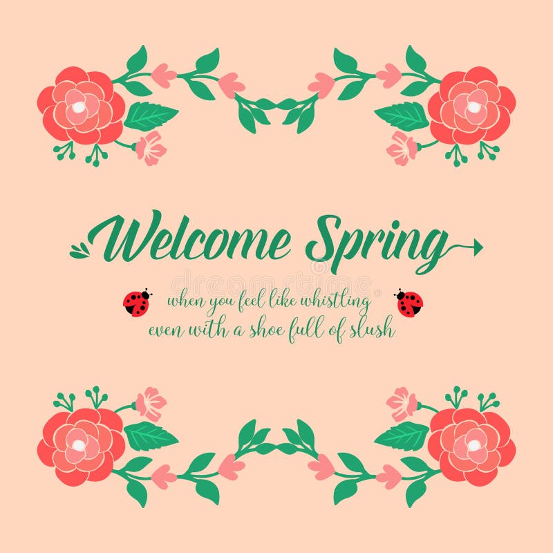 Seamless Crowd of Leaf and Red Rose Flower Frame, for Welcome Spring ...