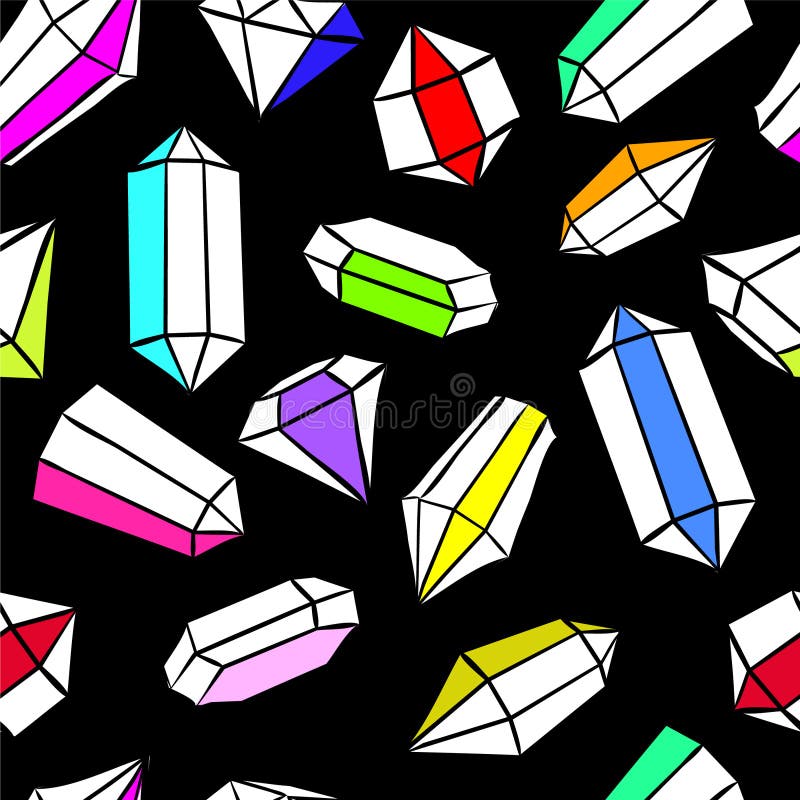 Crystals Pattern Repeat, Modern Boho Tarot Inspired Illustrations Stock ...