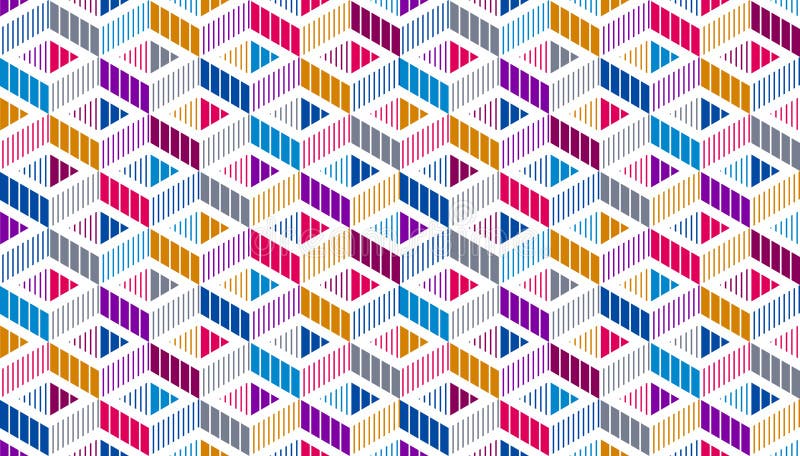 Seamless Cubes Vector Background, Lined Boxes Repeating Tile Pattern ...