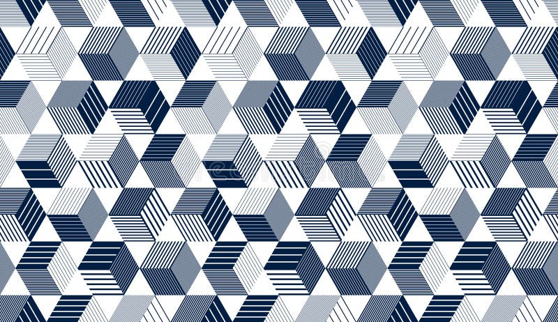 Seamless Cubes Vector Background, Lined Boxes Repeating Tile Pattern ...