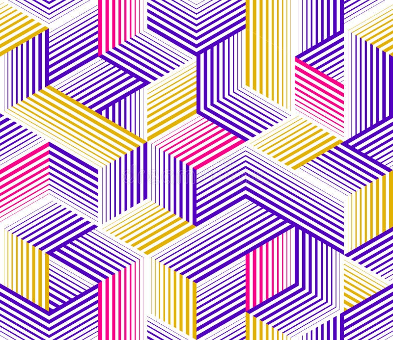 Seamless Cubes Vector Background, Lined Boxes Repeating Tile Pattern ...