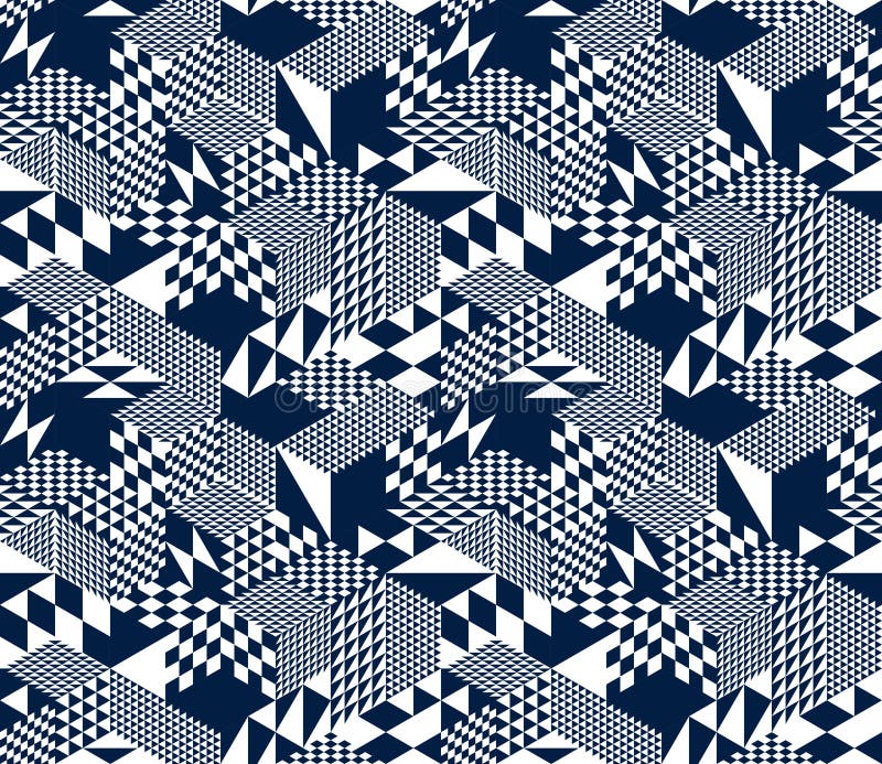 Textile Seamless Pattern Cubes White Texture Triangles Stock ...