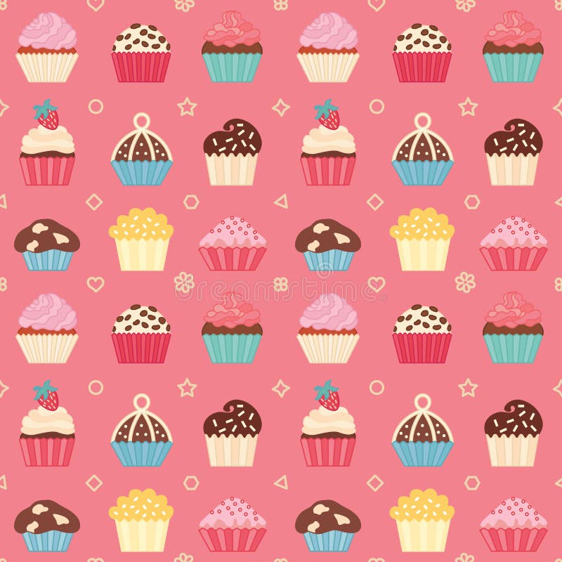 Seamless cupcake pattern. stock vector. Illustration of delicious ...