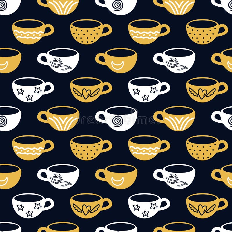 Seamless cups pattern stock vector. Illustration of design - 263460772