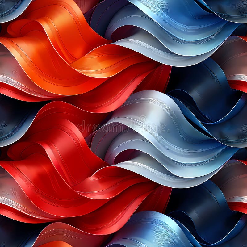 Seamless Curvy Lines, Abstract Texture, Red, White and Blue Gradient ...