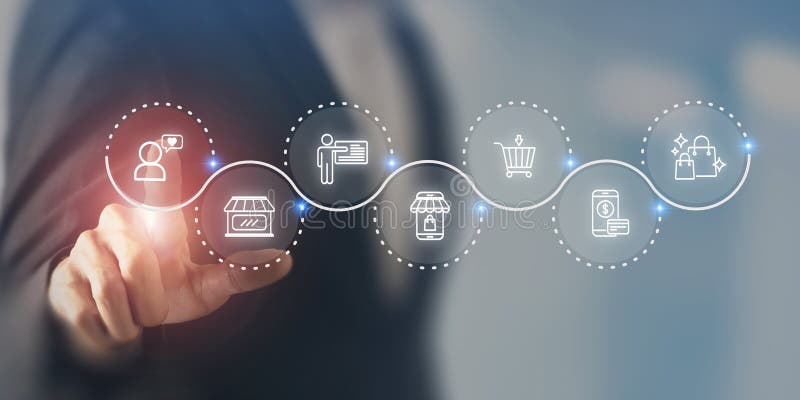 Seamless Customer Experience Concept. Touching Screen for Providing ...