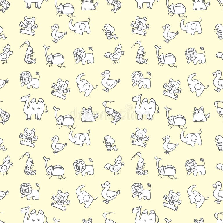 Seamless Cute Animals Pattern Stock Vector - Illustration of elements, elephant: 16795111