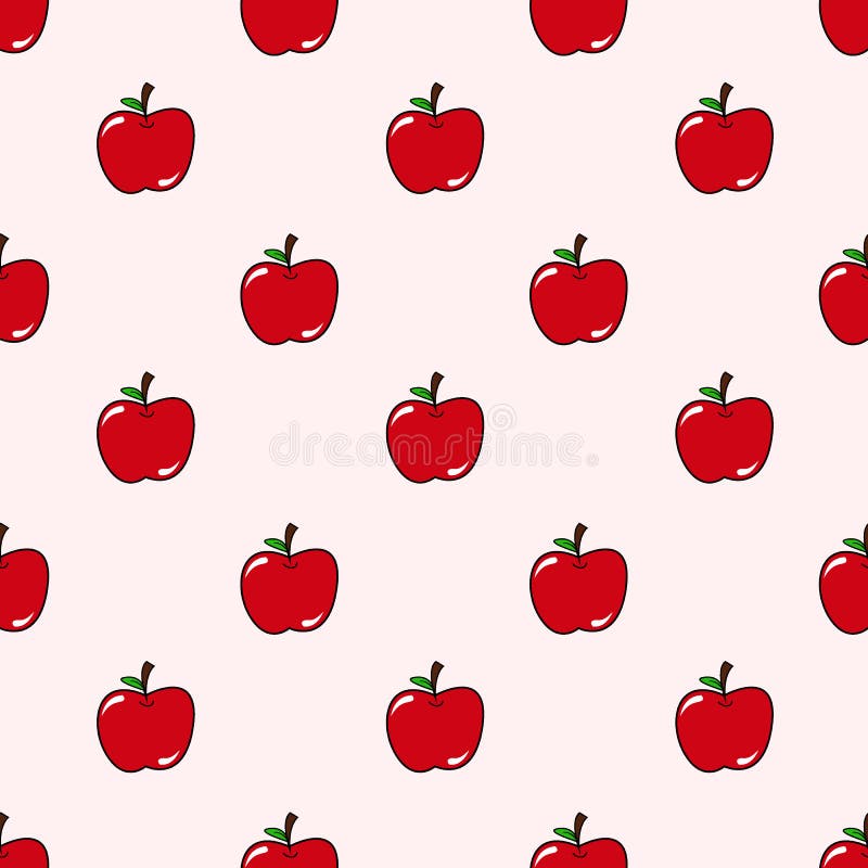 Seamless Cute Apple Pattern Stock Illustration - Illustration of ...