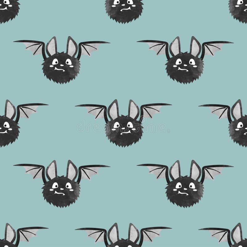 Seamless Cute Bats Pattern. Halloween Vector Illustration Stock Vector ...