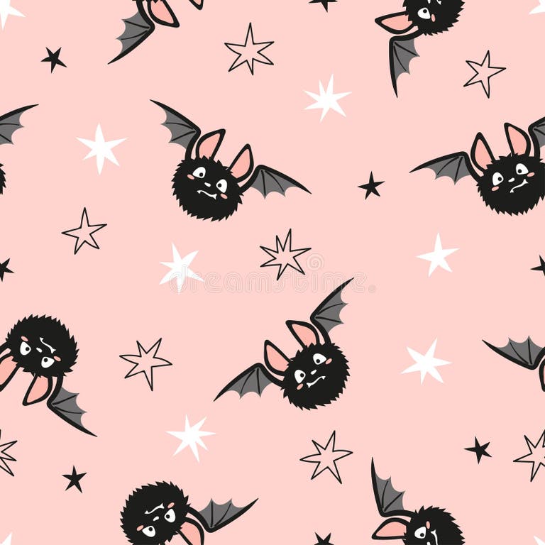 Seamless Cute Bats Pattern. Halloween Vector Illustration for Kids ...