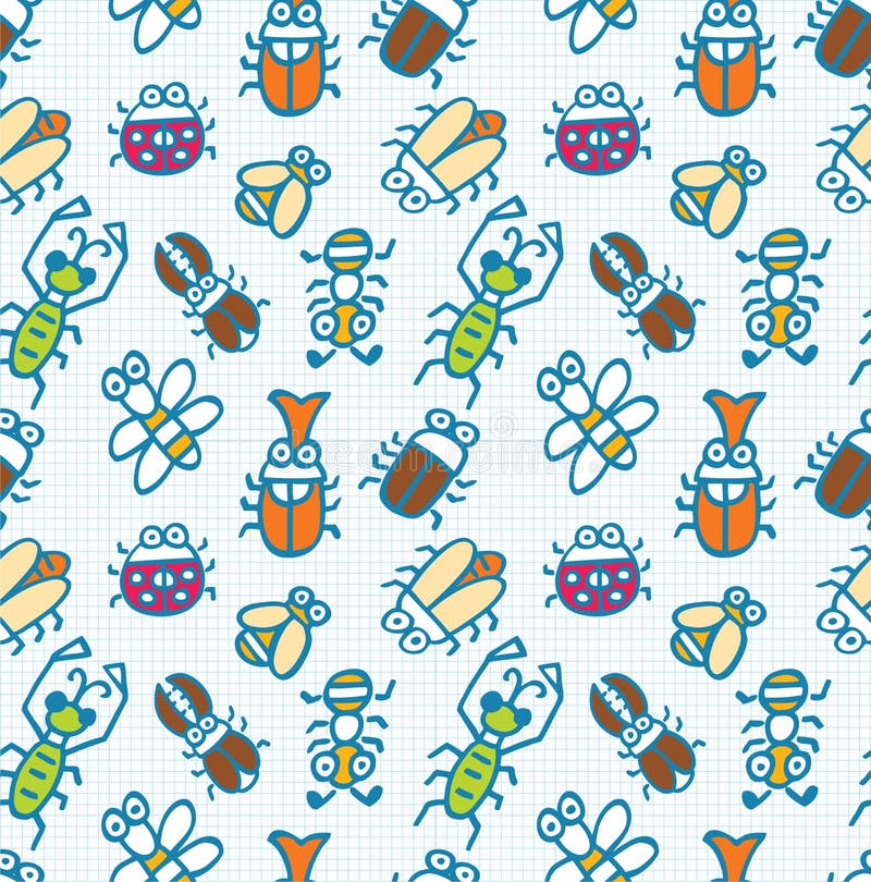 Seamless cute bug pattern stock vector. Illustration of isolation ...