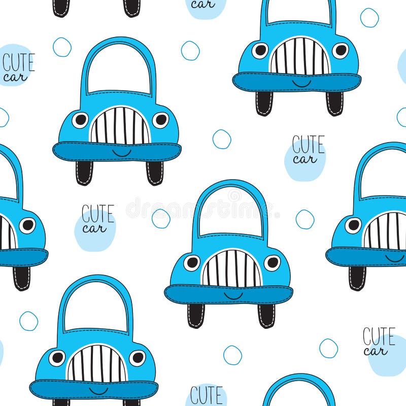 Seamless Cute Car Pattern Vector Illustration Stock Vector ...