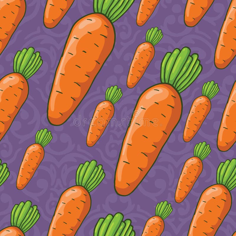 Seamless Cute Carrots Pattern Stock Vector - Illustration of damask ...