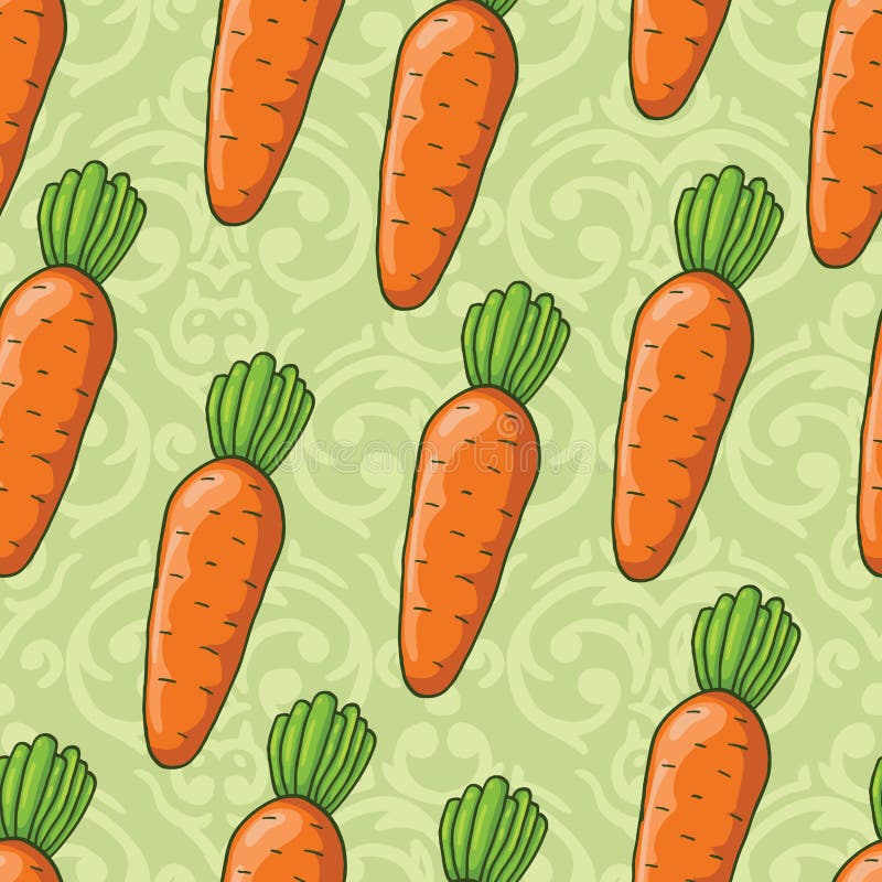 Seamless Cute Carrots Pattern Stock Vector - Illustration of food ...